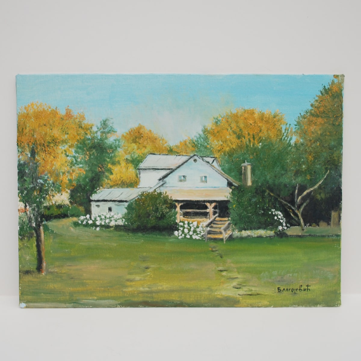 Country House Oil Painting - Art by Brko - Old Barn Flower Farm