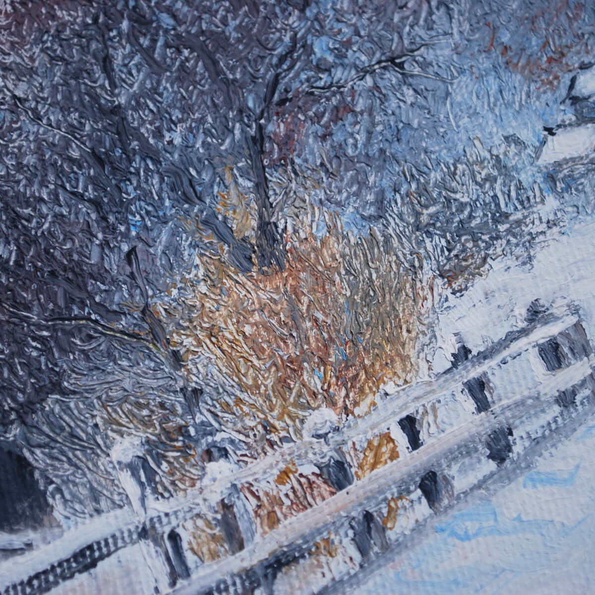 Winter at the Farm Oil Painting, Art by Brko - Old Barn Flower Farm